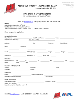 Fillable Online Ach awareness camp - Allan Cup Hockey Fax Email Print ...