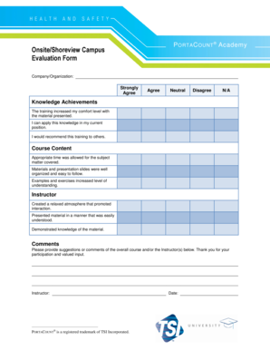 Fillable Online Onsite/Shoreview Campus Evaluation Form - TSI Fax Email Print - pdfFiller