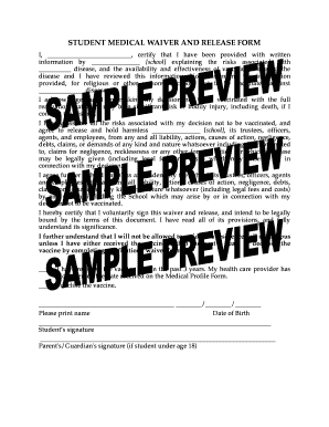 Fillable Online STUDENT MEDICAL WAIVER AND RELEASE FORM - MegaDox.com ...
