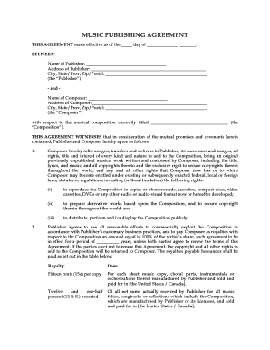 Fillable Online MUSIC PUBLISHING AGREEMENT Fax Email Print - pdfFiller