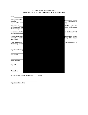 Fillable Online Co-signer agreement (addendum to the tenancy ...