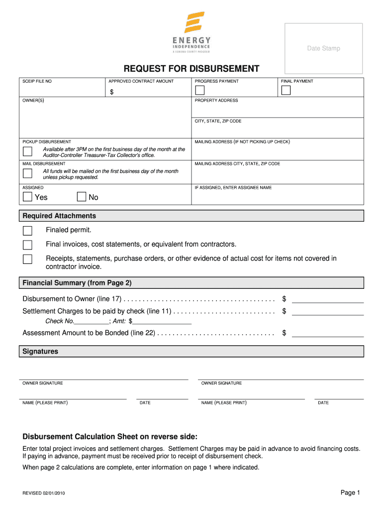Fillable Online Request for Disbursement Fax Email Print - pdfFiller