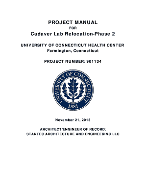 Fillable Online cpca uconn PROJECT MANUAL Cadaver Lab Relocation-Phase ...