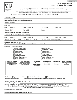 Fillable Online Space Request Form School of Music Receptions - UK ...
