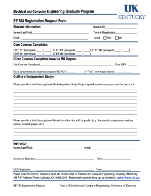 Fillable Online engr uky EE 783 Registration Request Form - University ...