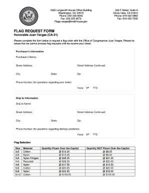 Fillable Online FLAG REQUEST FORM - Congressman Juan Vargas Fax Email ...