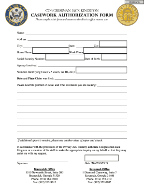 Fillable Online kingston house Casework Authorization Form ...