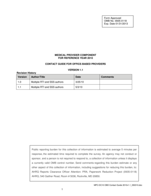 Fillable Online meps ahrq Medical Provider Component Contact Guide for Office-Based Providers ...