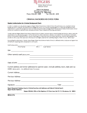Fillable Online CRIMINAL BACKGROUND CHECK FORM NAME (please print ...