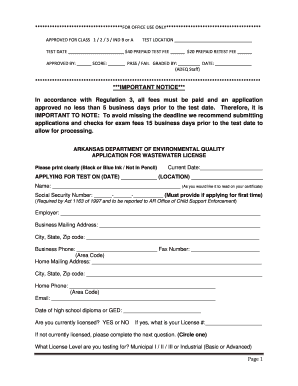 Fillable Online adeq state ar Class I, II, III & Industrial - Arkansas Department of ...