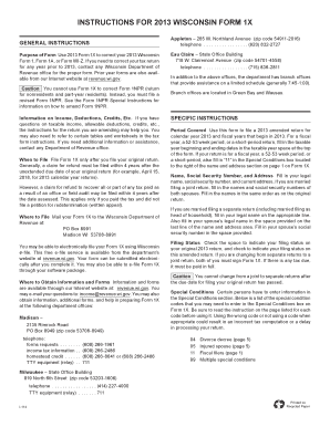 Fillable Online dor state wi wisconsin form 1x instructions Fax Email ...