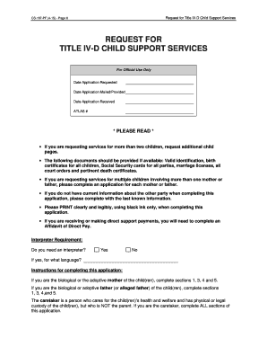 Fillable Online Request for Title IV-D Child Support Services and ...
