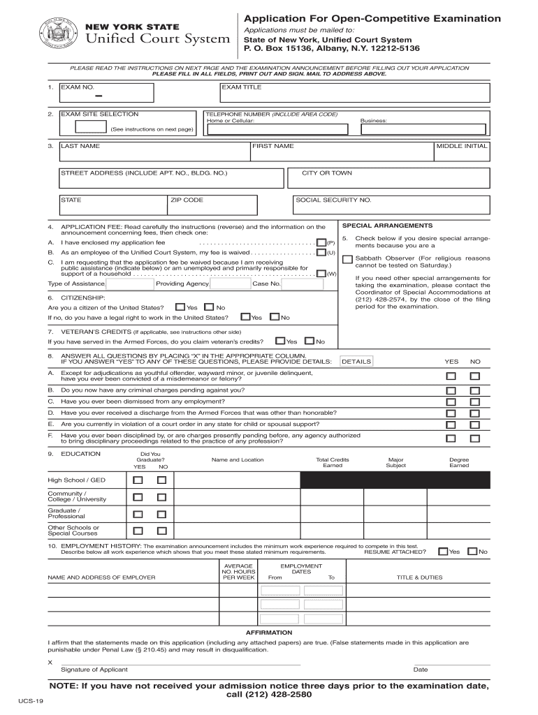 Fillable Online NEW YORK STATE APPLICATION FOR OPEN-COMPETITIVE ...