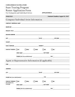 Fillable Online edocs dlis state fl State Touring Program Roster Application - Edocs Fax Email ...