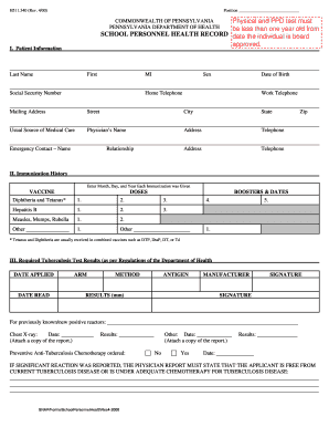 Fillable Online nesd1 k12 pa 4/00) Position Physical and PPD test must ...