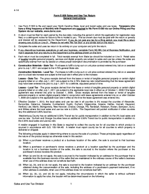 Fillable Online dor state nc Sales and Use Tax Form E-500 Instructions ...