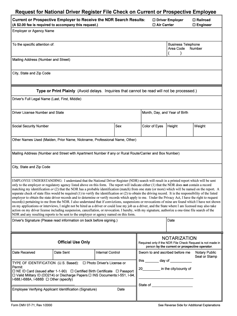 Fillable Online National Driver Register File Check Fax Email Print ...