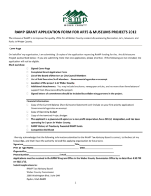 Fillable Online co weber ut Ramp grant application form for arts ...