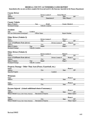 Fillable Online co iredell nc Automobile Loss Report - Iredell County - co iredell nc Fax Email ...