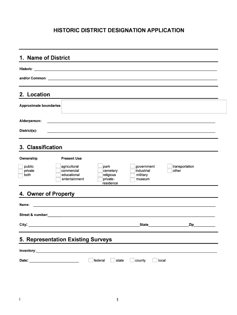 Fillable Online Historic District Designation Application Fax Email ...