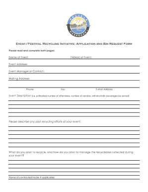 Fillable Online co muskegon mi Event Recycle Bin Request Form ...