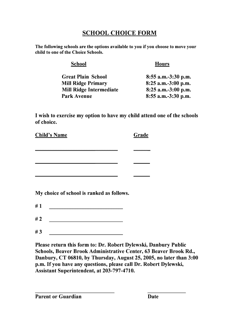 Fillable Online School Choice Form Fax Email Print - pdfFiller