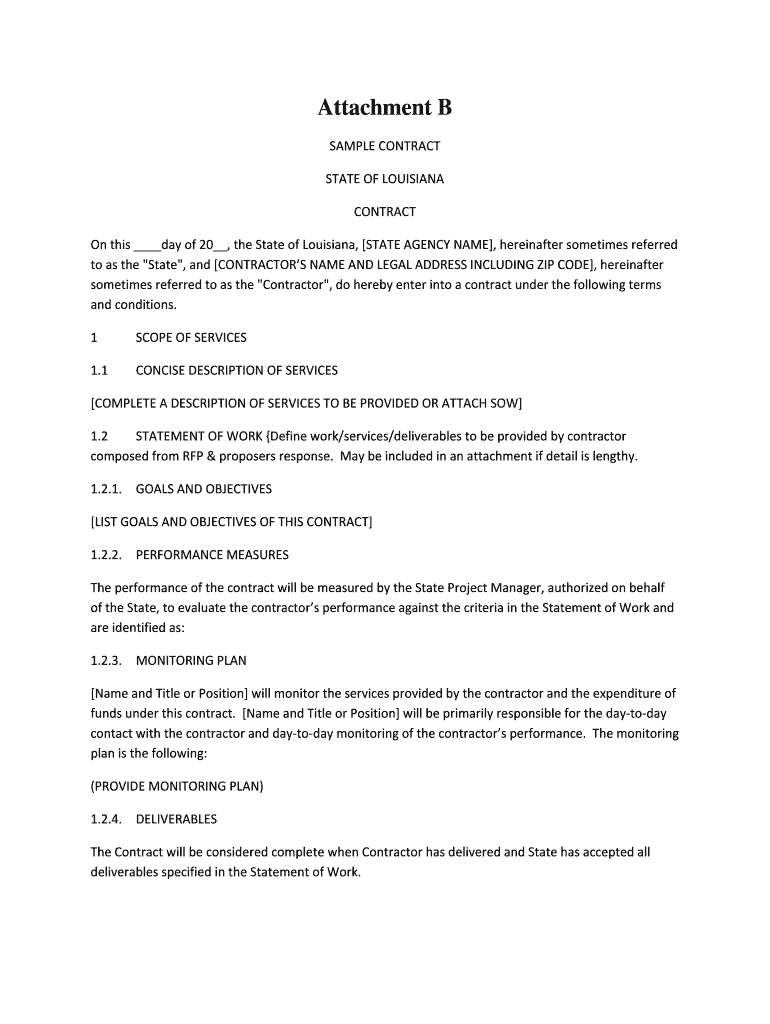 Fillable Online lcle la Attachment B Sample Contract - Louisiana Commission on Law ... Fax Email ...