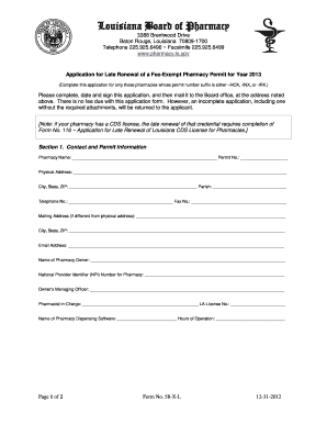 Fillable Online pharmacy la 6496 Facsimile 225 Fax Email Print - pdfFiller