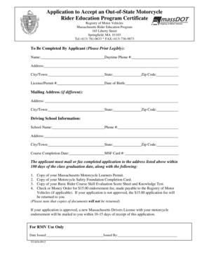 Fillable Online massdot state ma Application to Accept an Out-of-State ...