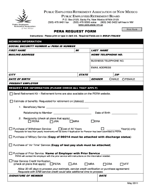 Fillable Online ocwebserver7 co otero nm PERA Request Form.pdf Fax ...