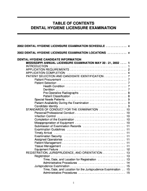 Fillable Online dentalboard ms 2002 Dental Hygiene Manual - Mississippi ...