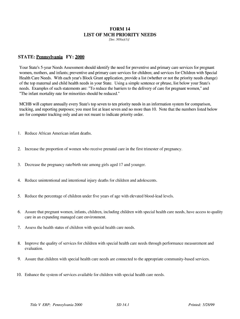 Fillable Online LIST OF MCH PRIORITY NEEDS Fax Email Print - pdfFiller