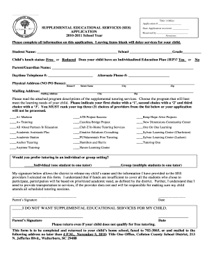 Fillable Online 2010-2010 SES Application - Colleton County School ...