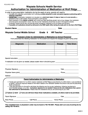 Fillable Online Medication Form 2 - Wayzata Public Schools Fax Email Print - pdfFiller