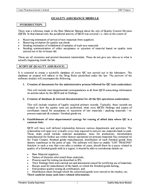 Fillable Online QUALITY ASSURANCE MODULEdoc Fax Email Print - pdfFiller