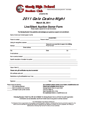 Fillable Online Printable silent/live auction donor form. Fax Email ...