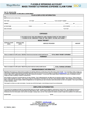 Fillable Online Commuter Program Claim Form - WageWorks - Us.com Fax ...