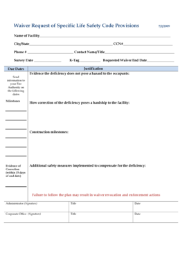 Fillable Online Waiver Request Form - Office of the State Fire Marshal ...