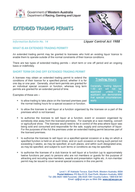 Fillable Online EXTENDED TRADING PERMITS Fax Email Print - pdfFiller