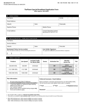 Fillable Online ThePlanet Special Broadband Application Form Fax Email Print - pdfFiller
