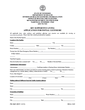 Fillable Online health state tn Application for License for HIV ...