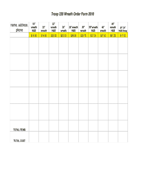 Fillable Online Wreath order form 2010 Fax Email Print - pdfFiller