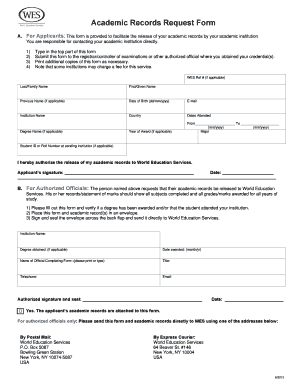 Fillable Online wes Applicants: This form - World Education Services ...