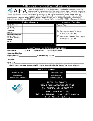 Fillable Online aiha Course Extension Form - aiha Fax Email Print ...