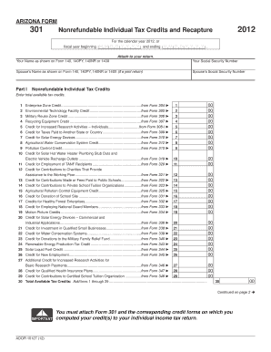 Fillable Online Nonrefundable Individual Tax Credits and Recapture Fax ...