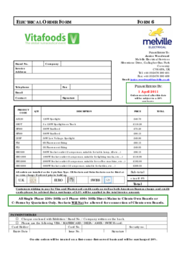 Fillable Online ELECTRICAL ORDER FORM FORM 6 Fax Email Print - pdfFiller