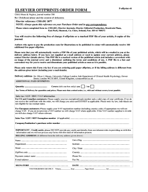 Order Offprints - Fill Online, Printable, Fillable, Blank | pdfFiller