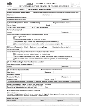 Fillable Online FRC Change of Details - Deceased Dogs - Form 4 - The ...