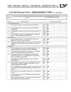 Fillable Online lvvta org LVV Self-Review Form MANAGEMENT PART (V2 ...