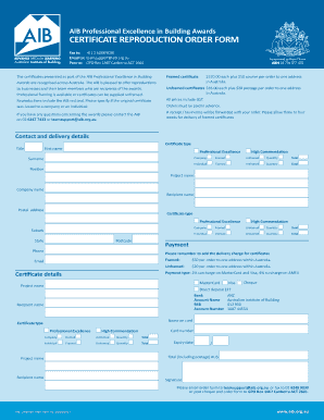Fillable Online aib org Certificate reproduction order form ...